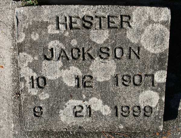 HESTER JACKSON Gravestone, Damascus Cemetery