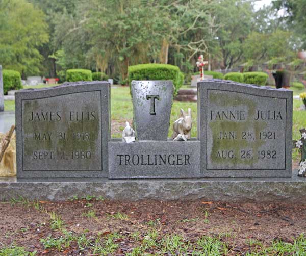 James Ellis & Fannie Julia Trollinger Gravestone, Evergreen Cemetery