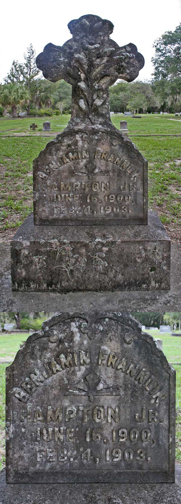 Benjamin Franklin Hampton Jr Gravestone, Evergreen Cemetery