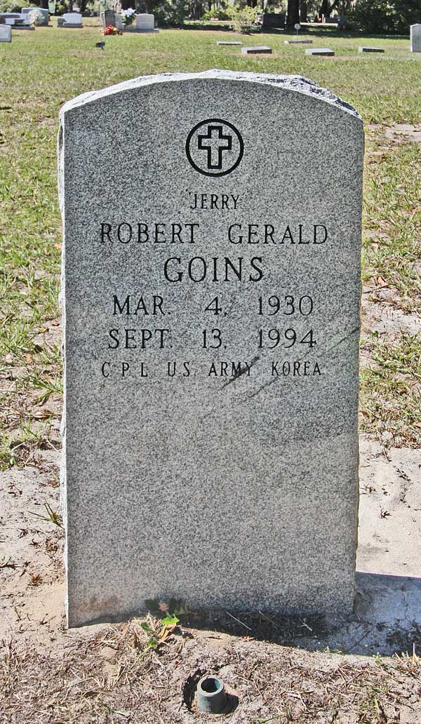 Robert Gerald "Jerry" Goins Gravestone, Evergreen Cemetery