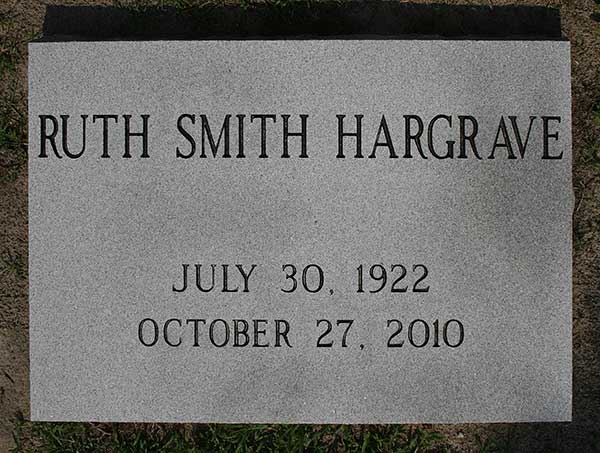 Ruth Smith Hargrave Gravestone, Evergreen Cemetery