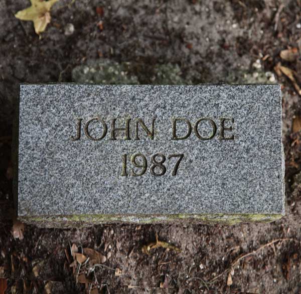 John Doe Gravestone, Evergreen Cemetery