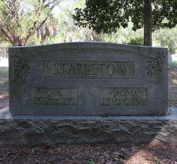 Carl & Virginia Stapleton Gravestone, Evergreen Cemetery