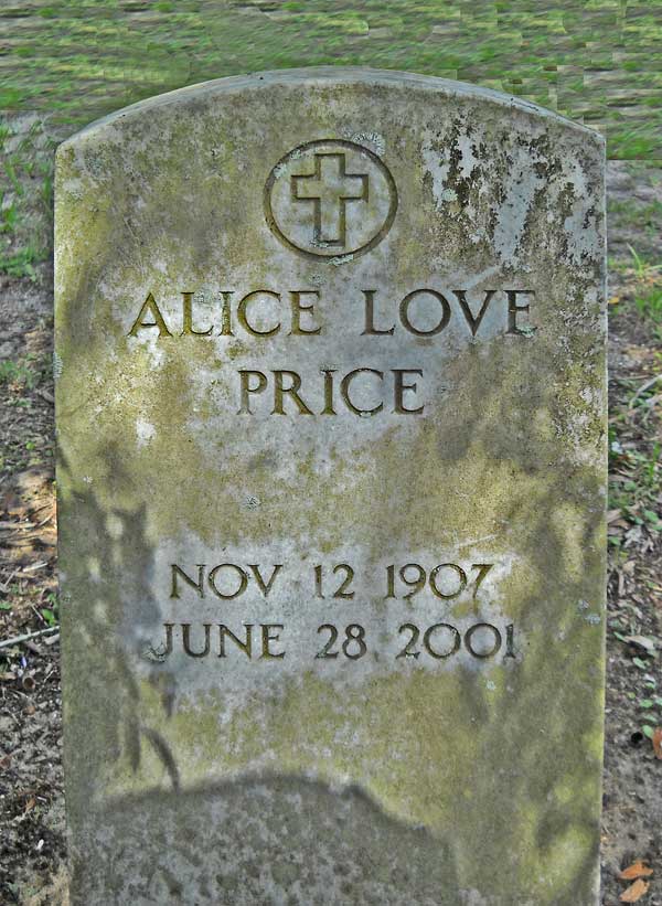 Alice Love Price Gravestone, Evergreen Cemetery