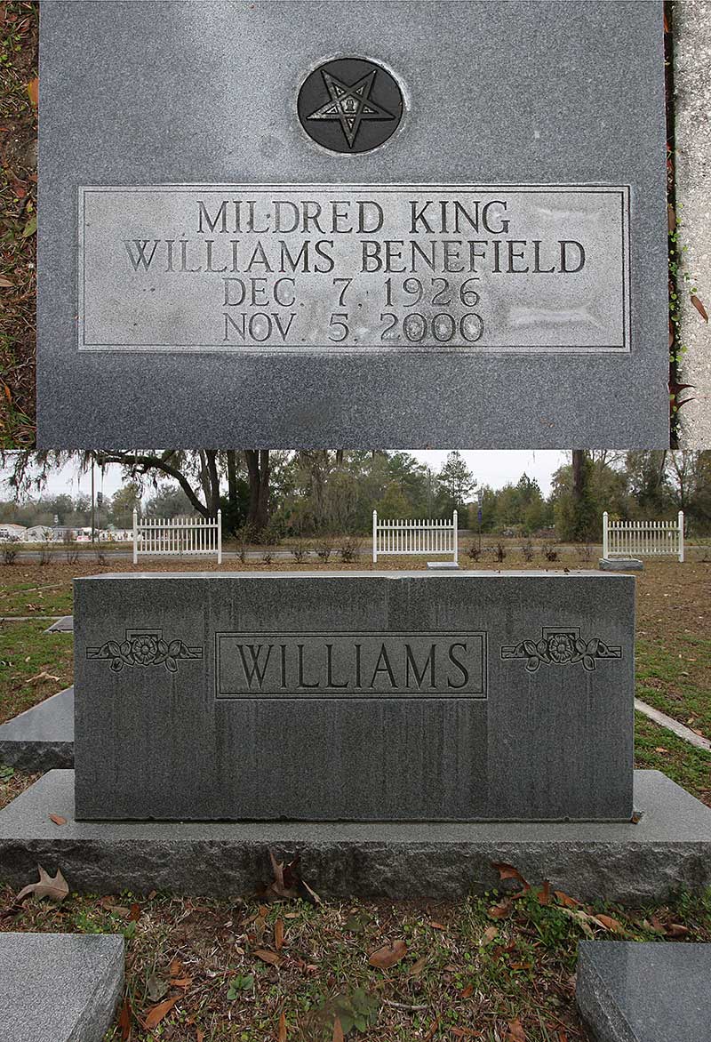 Mildred King Williams Benefield Gravestone, Hague Cemetery