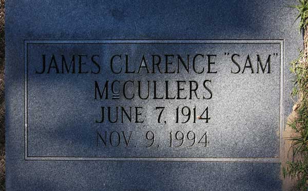 James Clarence "Sam" McCullers Gravestone, Newnansville Cemetery