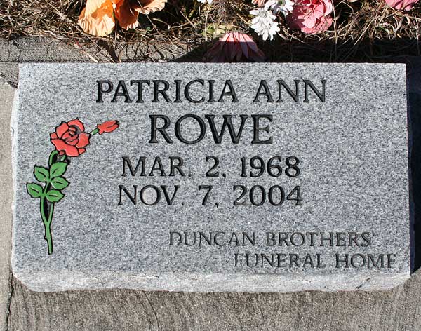 Patricia Ann Rowe Gravestone, St Peter's Cemetery